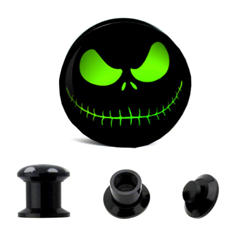 Ear Tunnels Ghost Eye Skull Double Saddle Ear Plug Tunnels - Acrylic ...