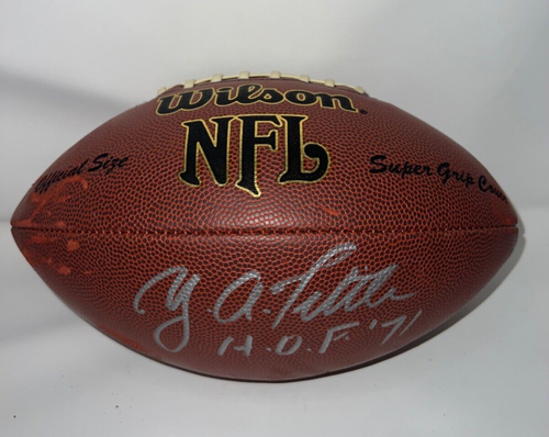YA TITTLE AUTO SIGNED FULL SIZE FOOTBALL NEW YORK GIANTS JSA CERTIFIED ...