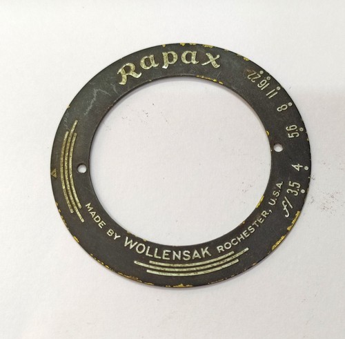 Plaque signalétique avant pour objectif Rapax F 3.5 fabriquée par ...