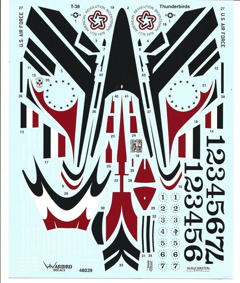 Warbird USAF Thunderbirds T-38A Talon Decals 1/48 039 For the TRUMPETER ...