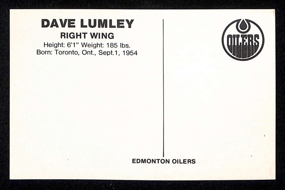 1979 Edmonton Oilers Postcards #14 Dave Lumley Team Issue EX/EX+ D74956 ...