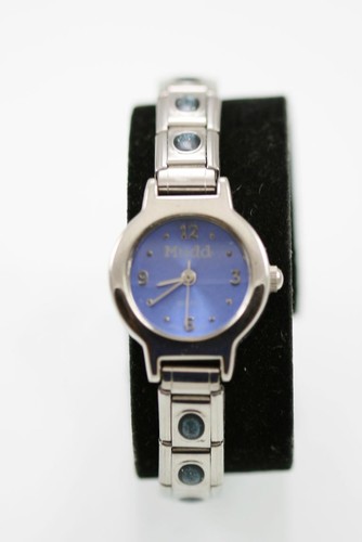 Mudd Watch Women Silver Stainless Steel Battery Blue Water Resistant ...