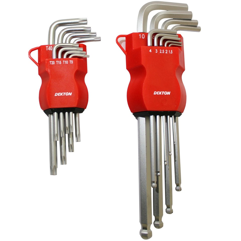 Dekton 17pc Allen Key And Star Security Bit Set Torx Hex Wrench Key ...