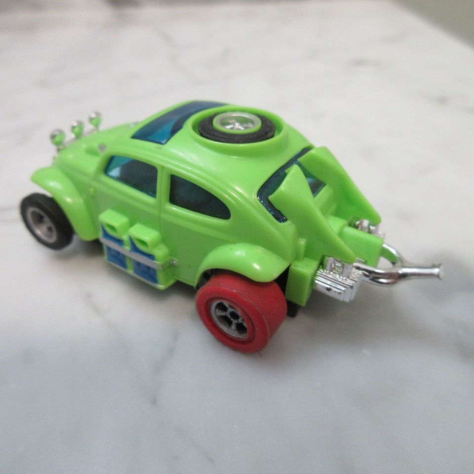 AURORA AFX BAJA BUG VW BEETLE HO SLOT CAR 1970s Green blue RUNS (WD12 ...