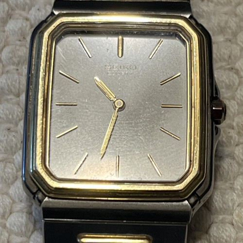 Men's Seiko 9020-5169 Two Tone Gunmetal SS Rectangular Quartz Watch | eBay