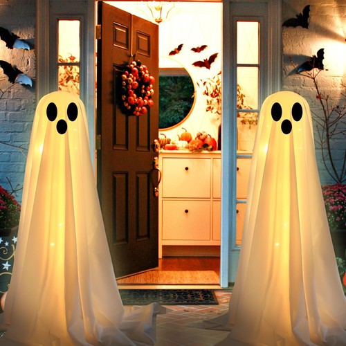 Halloween Decorations Outdoor Indoor-2 Packs Light Up Ghost-Lighted ...