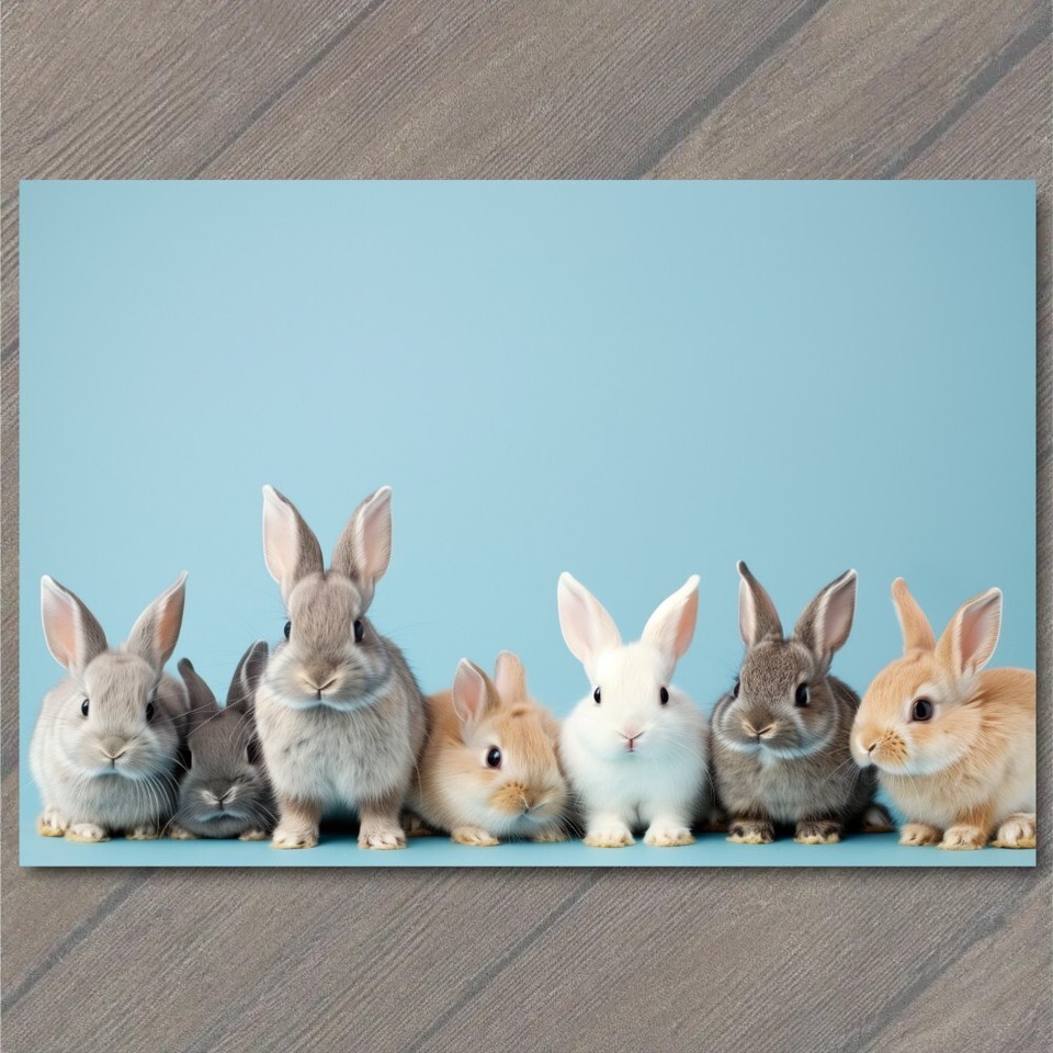 4x6" Rabbit Bunnies Posing Line Funny Hare Pure Cuteness Adorable ...