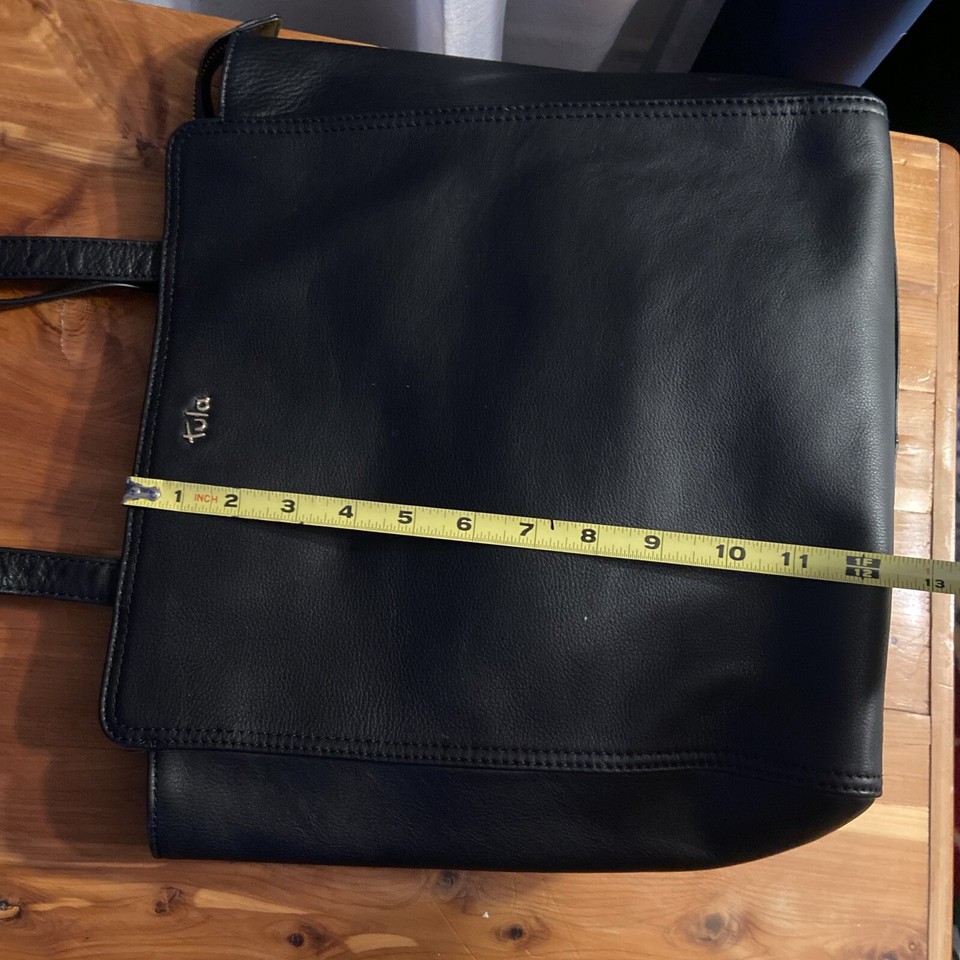 Tula Handbag Black Nappa Leather Purse Original Ziptop Tote Shoulder ...