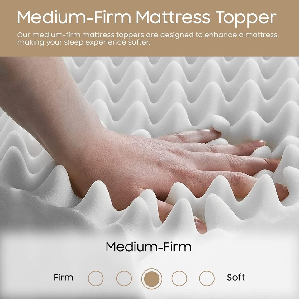 1-inch Convoluted Foam Mattress Topper with Egg Shell Design ...