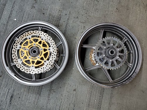 05-06 KAWASAKI NINJA ZX6R ZX 636 FRONT BACK REAR WHEELS RIMS ROTORS HUB ...