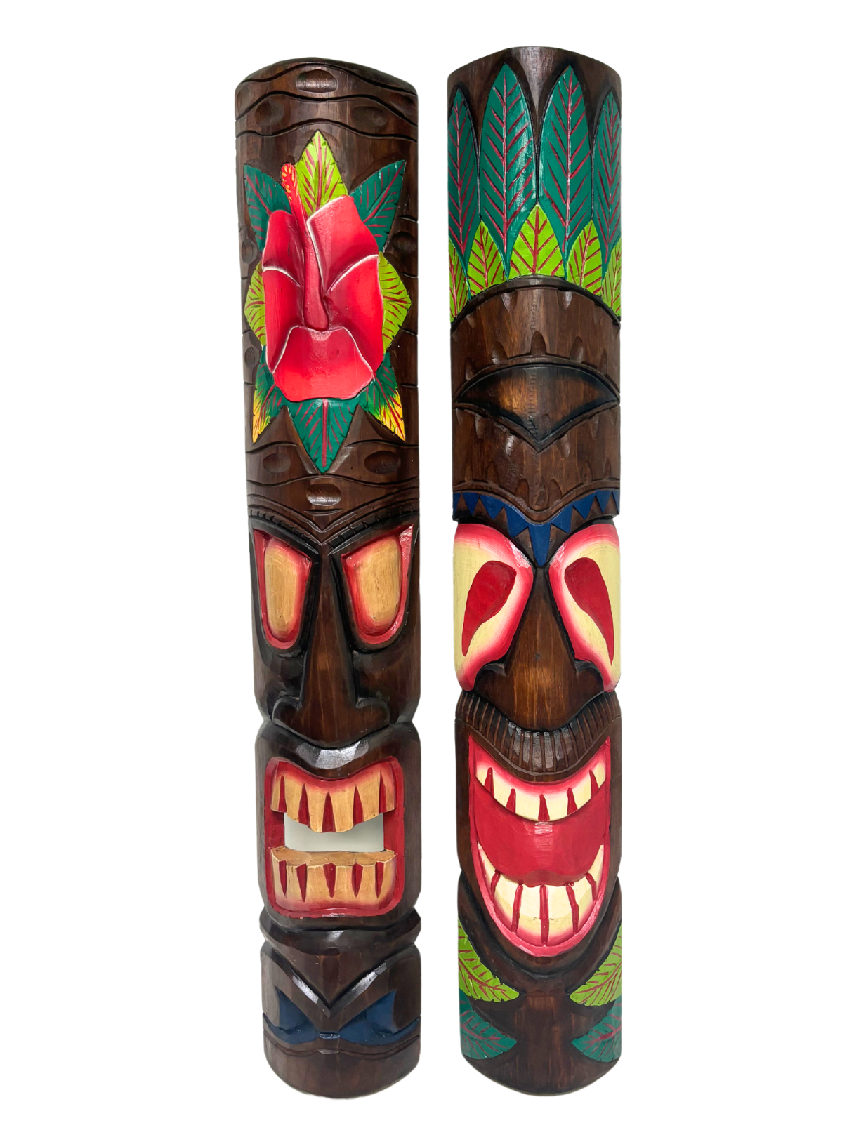 Set of 2 40" Polynesian Hawaiian Tiki Bar Style Wall Masks Island Art ...