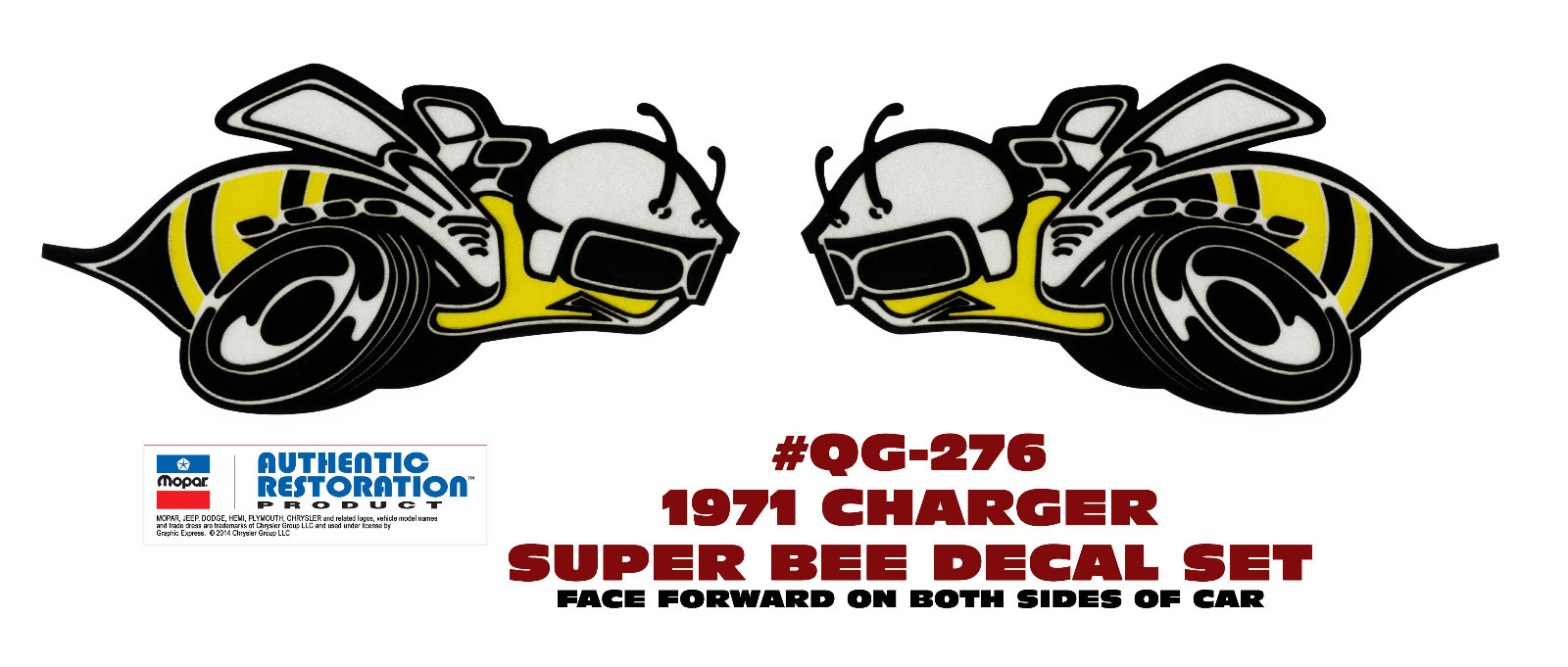 QG-276 1971 DODGE CHARGER SUPER BEE - QUARTER PANEL BEE DECAL SET ...
