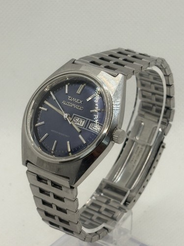 Vintage 1980 TIMEX AUTOMATIC Day Date - Runs Well Blue Face Original ...