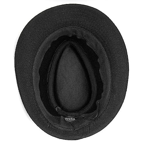 Mens 1920s Gatsby Felt Fedora Hat 20s Black Medium Standard Wide Band ...