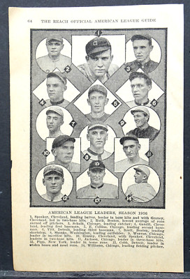 1917 Reach Baseball Guide Page - 1916 A. L. Leaders, Babe Ruth & Joe ...