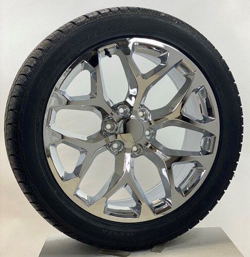 Chevy 22" Chrome Snowflake Replica Wheels Rims Bridgestone Tires ...