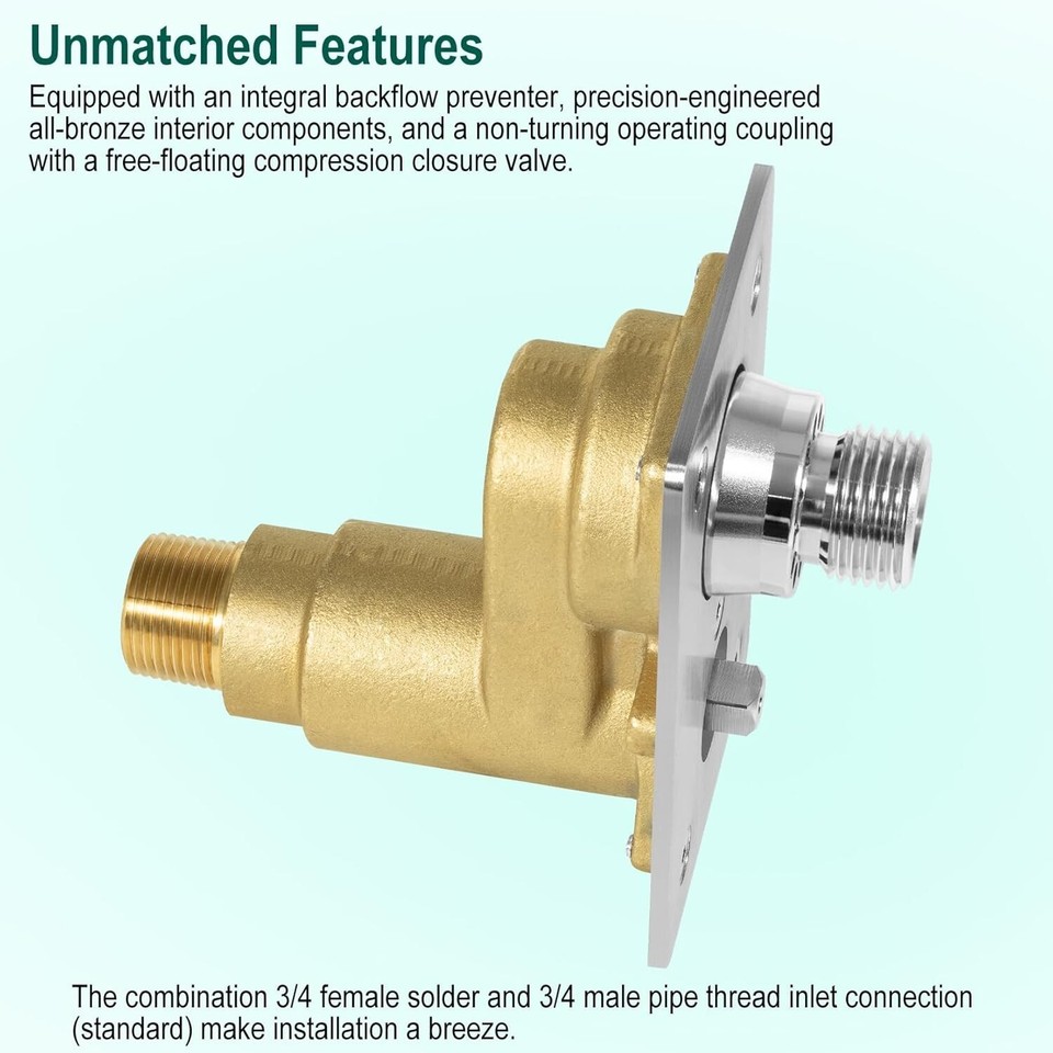 Z1333-C Chrome 3/4" Exposed Non-Freeze Wall Hydrant Integral Backflow ...