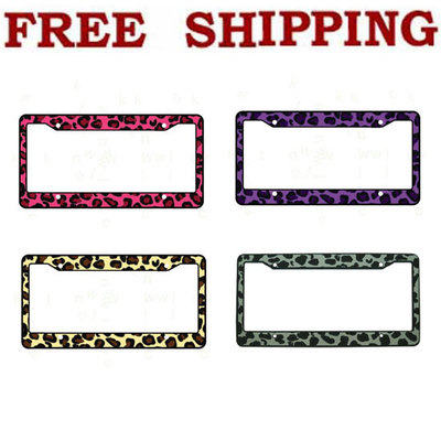 New Car Truck Safari Leopard Print License Plate Frame - Gray Tan ...