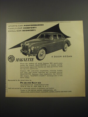 1956 MG Magnette 4 Door Sedan Car Ad - Sports-Car performance | eBay