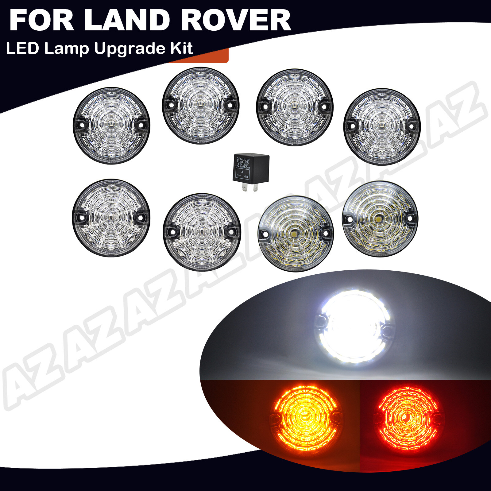 Complete LED Light Upgrade Set 73MM Clear For Land Rover Defender 90/ ...