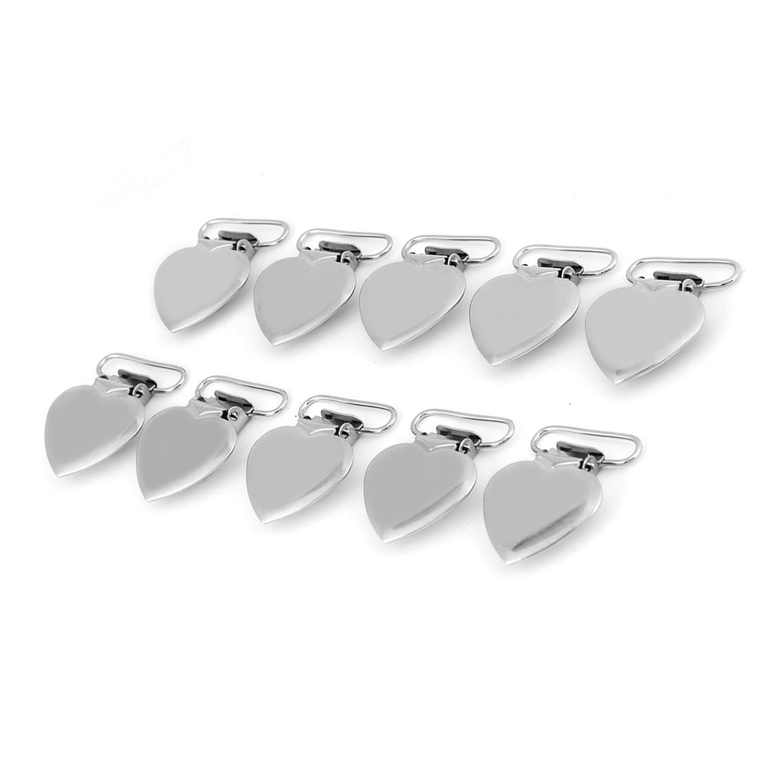 10Pcs Metal Heart Shape Insert Pacifier Holder Suspender Clips DIY ...