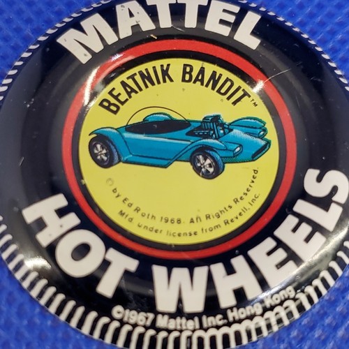 VTG 1967 Mattel Hot Wheels Redline Ed Roth BEATNIK BANDIT Metal Button ...