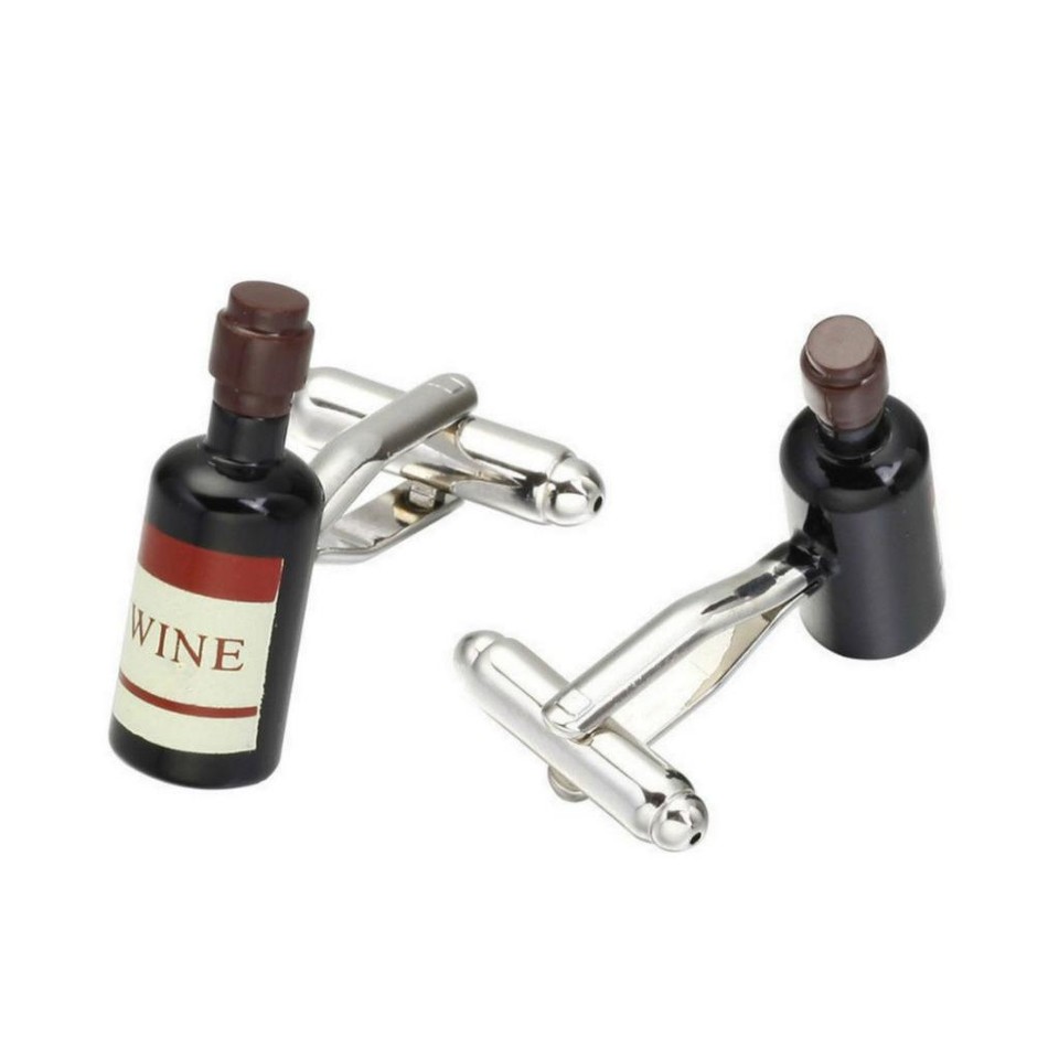 WINE BOTTLE CUFFLINKS Waiter Bartender Sommelier Wedding Groom with ...