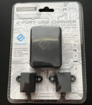 ICS Innovation 2-Port USB Charger A 2FD B Mounts Easily to Nightstands ...