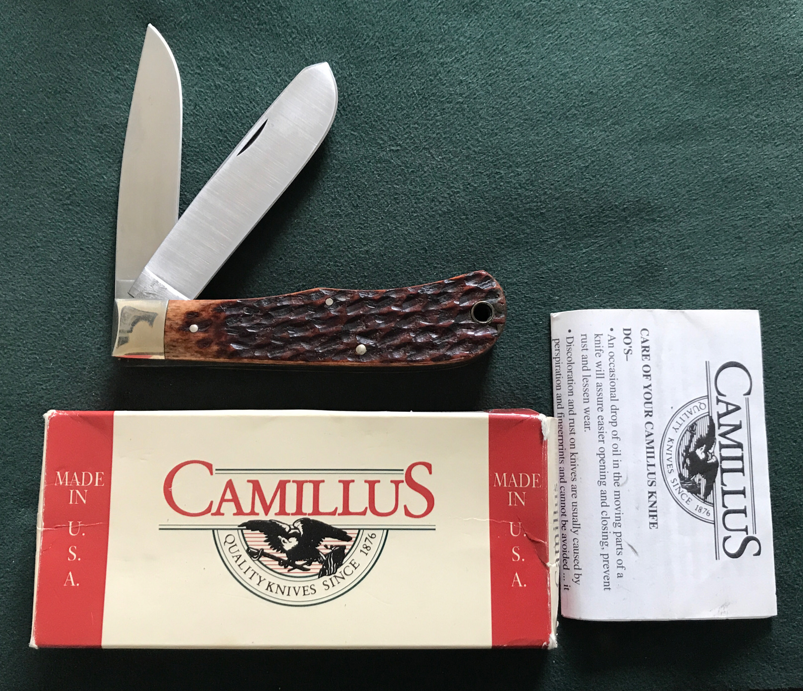 CAMILLUS USA NKCA 1988 VINTAGE JIGGED BONE JUMBO TRAPPER KNIFE NEW W/BOX.NICE. | eBay