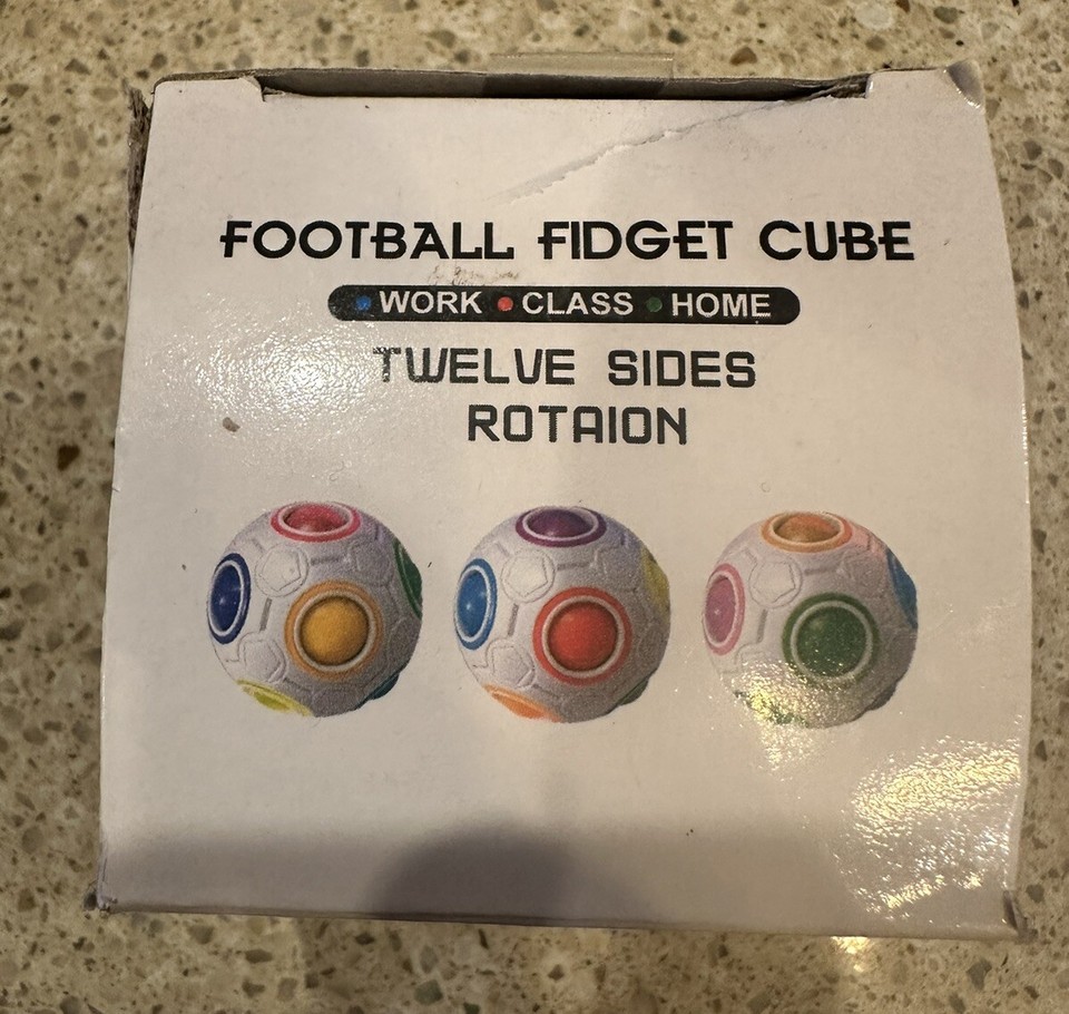 Football Fidget Cube ~ Toy Push Pop Magic Ball Puzzle 12 Sides Rotation ...