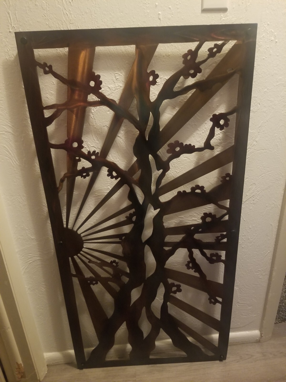 Abstract Metal wall hanging Sculpture plasma cut tree design steel ...