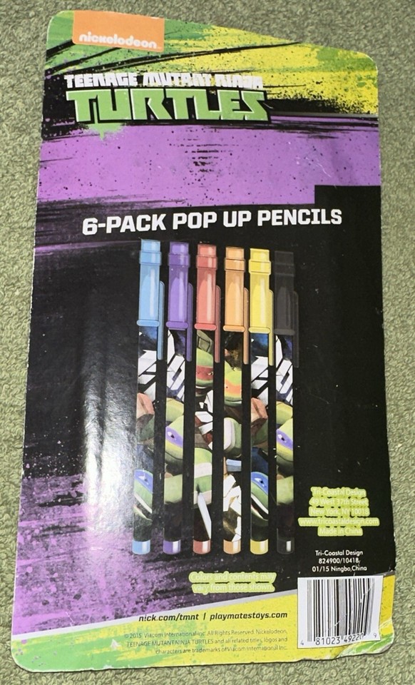 Nickelodeon Teenage Mutant Ninja turtles Pop Up (6 Pack) Pencils | eBay