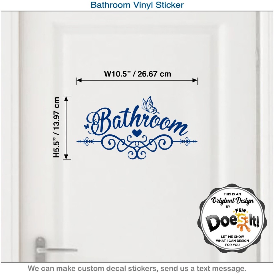Bathroom Restroom, Toilet Door Sign, Wall Vinyl Art Home Decor Sticker ...