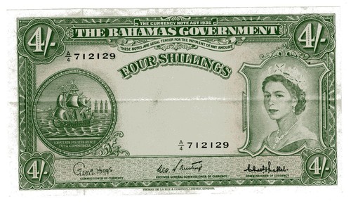 BAHAMAS P-13c 4 Shilling 1953 Young Queen Elizabeth Nice Condition | eBay