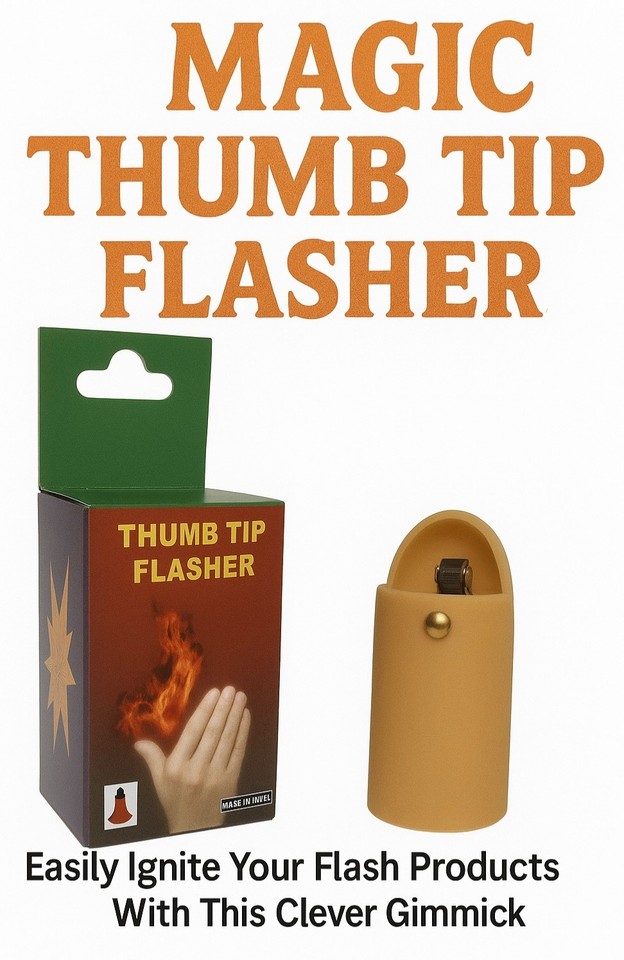 THUMB TIP FLASHER Magic Fire Stage Finger Effects Prop Flint Striker ...