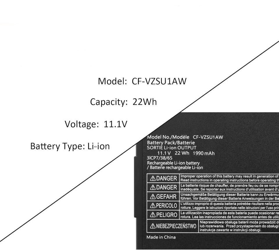 CF-VZSU1AW CF-VZSU1AJS CF-VZSU1AR Battery for Panasonic Toughbook CF-33 ...