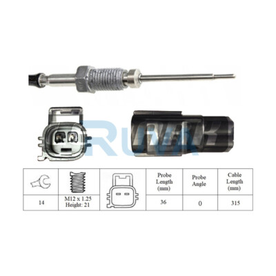 Exhaust Gas Temperature Sensor Ruva Fits Ford Mondeo S-Max Mazda Mazda3 ...