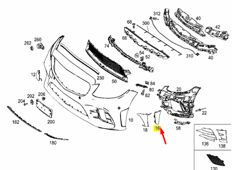 MB C W205 Front Left Bumper Cover A20588566029999 NEW GENUINE | eBay
