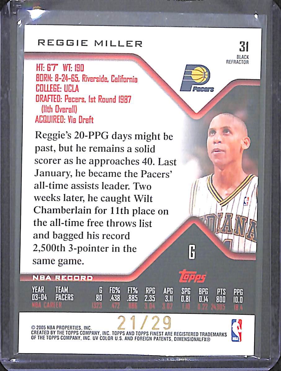 2004-05 Topps Finest Black Refractor 31 Reggie Miller No 21 of 29 | eBay