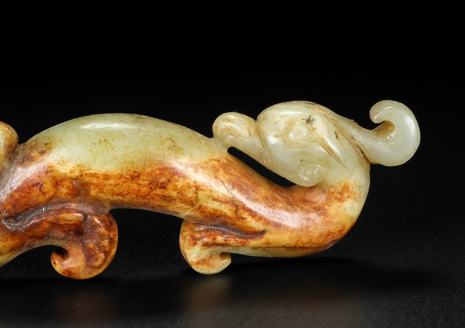 Neolithic Chinese 120MM Hetian Jade Carving Fengshui Phoenix Bird ...