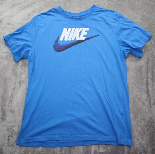 The Nike Tee Adult Size L Faux Puff Print Front Graphic Logo Blue Short ...