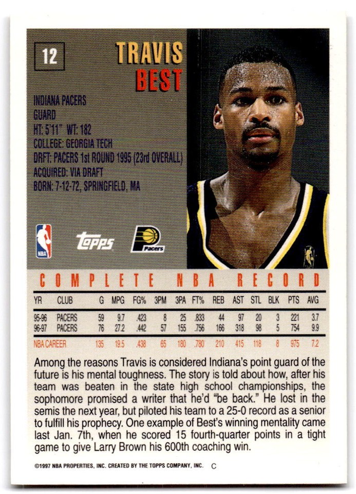 1997-98 Topps #12 Travis Best | eBay