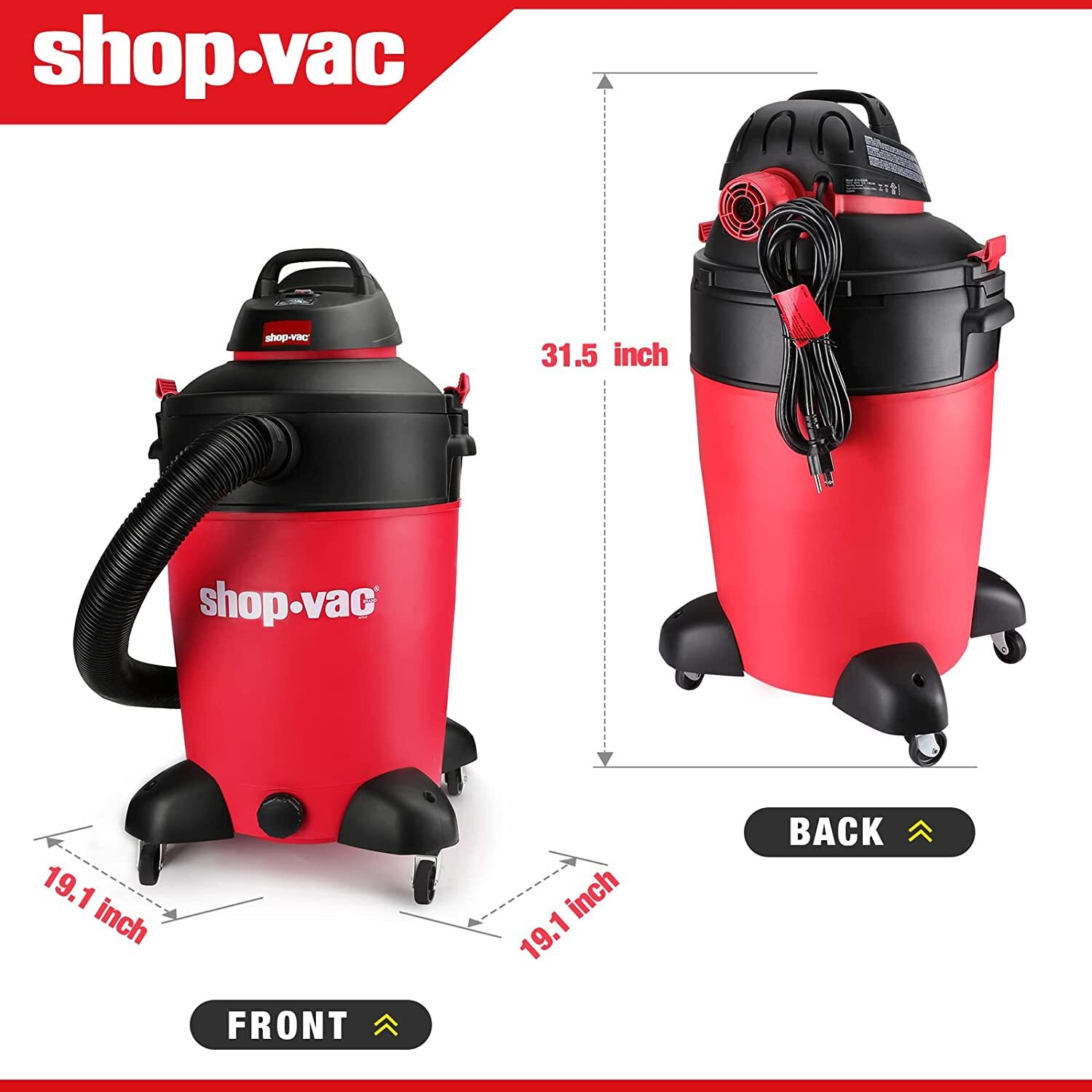 Shop-Vac 16 Gallon 6.5 HP Wet/Dry Vacuum SVX2 Motor Technology #5973336 ...