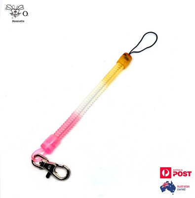 Retractable Spring Coil Spiral Stretch Key Chain Keyring -Pink/White ...