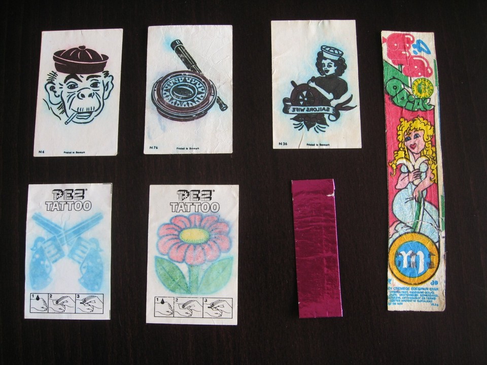 Vintage Bubble Chewing Gum wrappers TATOO different 7 pieces | eBay