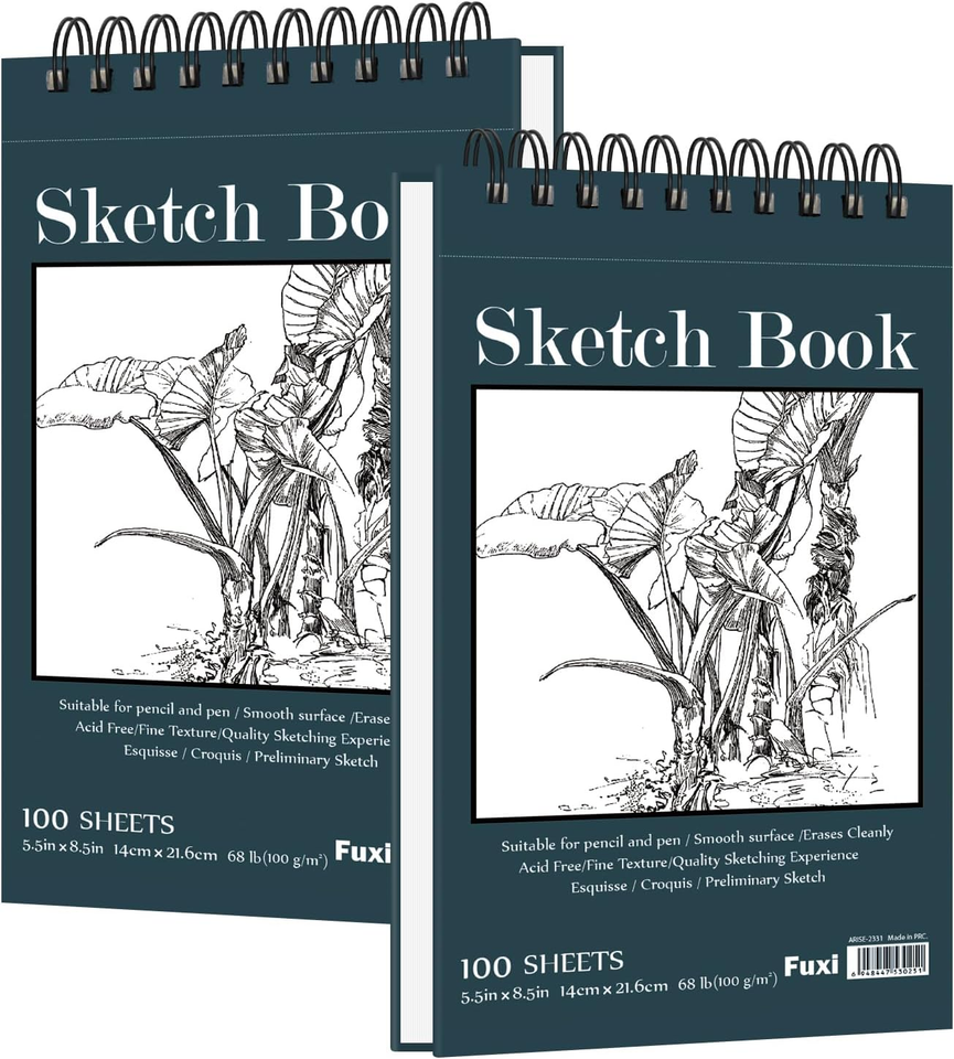 Small Sketchbook 5.5" x 8.5" - 2 Pack Top Spiral Mini Sketch Pad, Small Sketch B | eBay