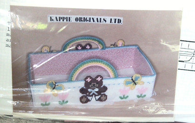 Vtg KAPPIE ORIGINALS Plastic Canvas Kit Bear Rainbow Butterflies ...