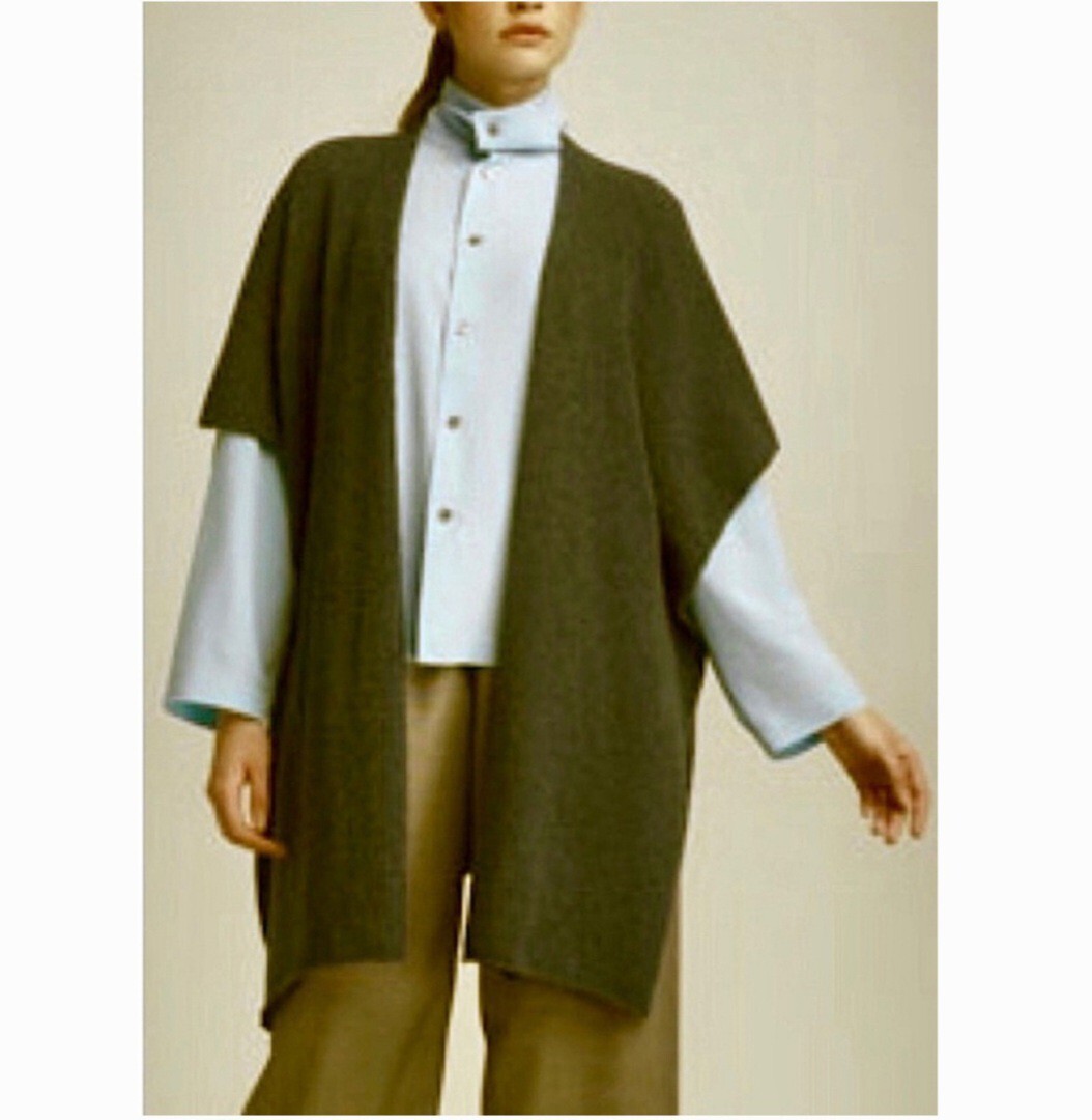 Eskandar OS Green Merino Wool Cashmere Tabard Shawl Cardigan Sweater | eBay