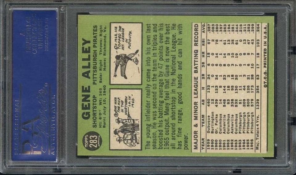 1967 TOPPS #283 GENE ALLEY PSA 9 PIRATES *B67233 | eBay