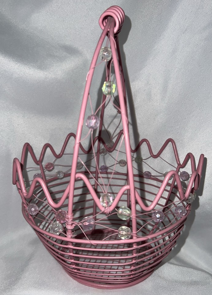 Pretty Pink Pastel Beaded Metal Wire Easter, Nursery, Farmhouse Decor ...